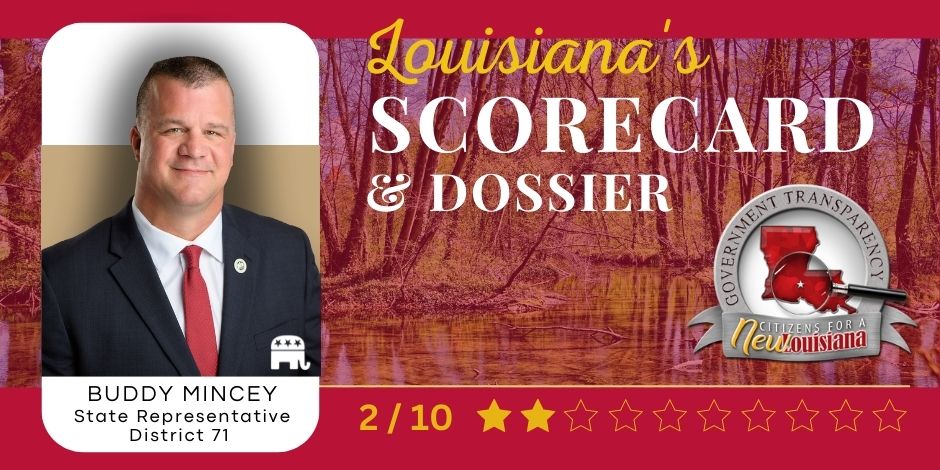 Buddy Mincey, Jr. - Former State Legislator Score 2/10